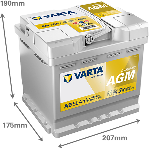 Varta A9 LN1 Dynamic AGM Battery - 540CCA 50Ah — Superstart Batteries