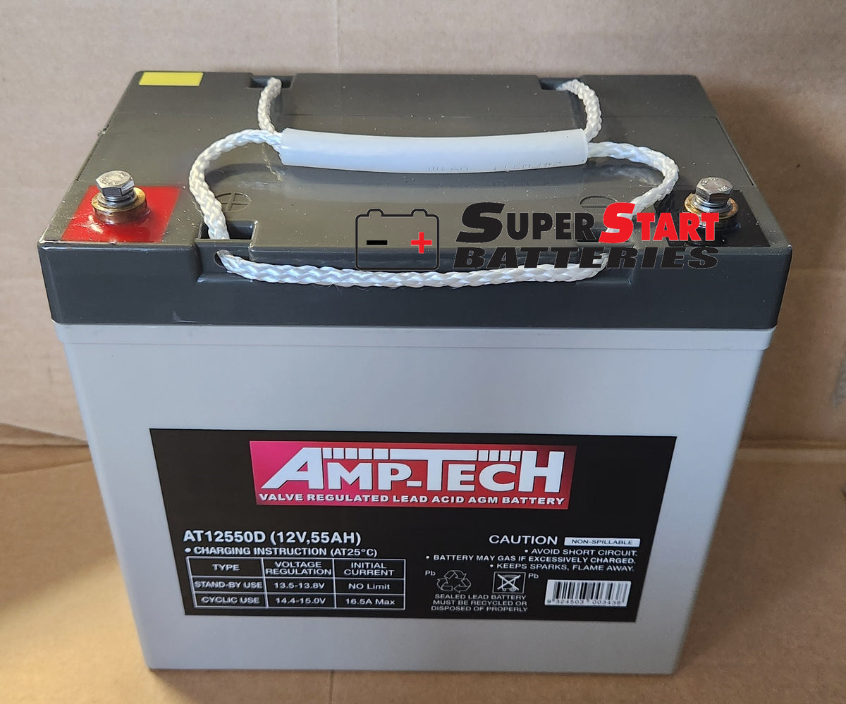 Superstart-AMPTECH AT12550D 12V 55Ah AGM Deep Cycle Battery ...